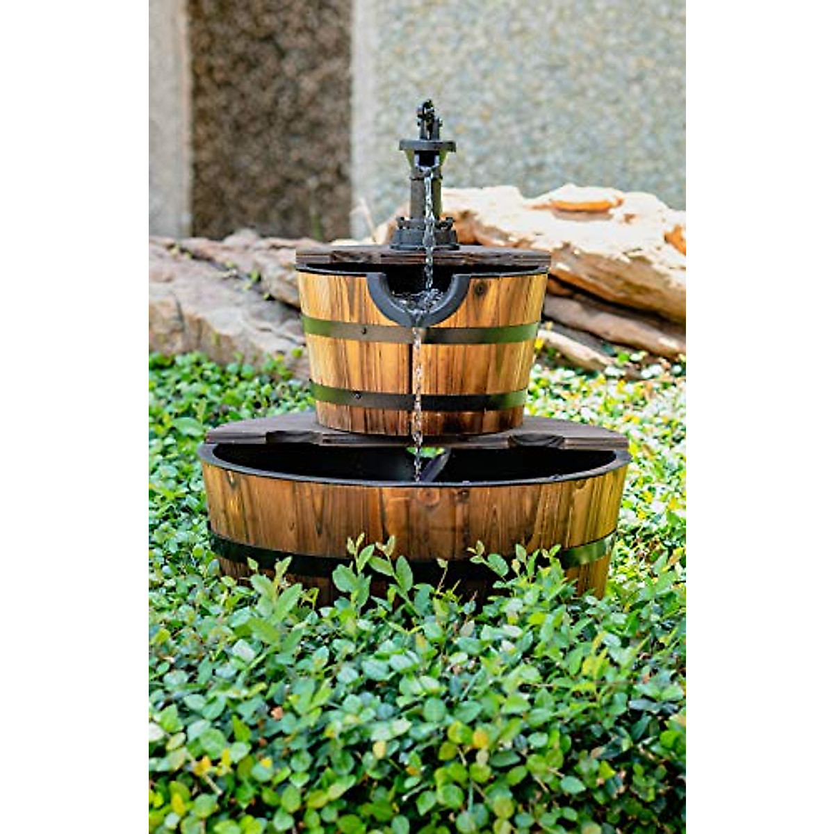 Sun-Ray 412001 Two Tiered Country Fountain, Brown