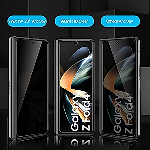 YWXTW Compatible for Front Samsung Galaxy Z Fold 4 Privacy Screen Protector, 2 Pack Anti Spy Tempered Glass with 2 Pack Camera Lens Protector, Anti Scratch, Bubble Free, Case Friendly