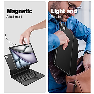 Magnetic Keyboard Case for iPad Pro 12.9-inch (6th, 5th, 4th, 3rd Generation - 2022, 2021, 2020, 2018) with Trackpad Magic Type Keyboard 7-Color Backlit Slim Wireless Keyboard, Pearl White