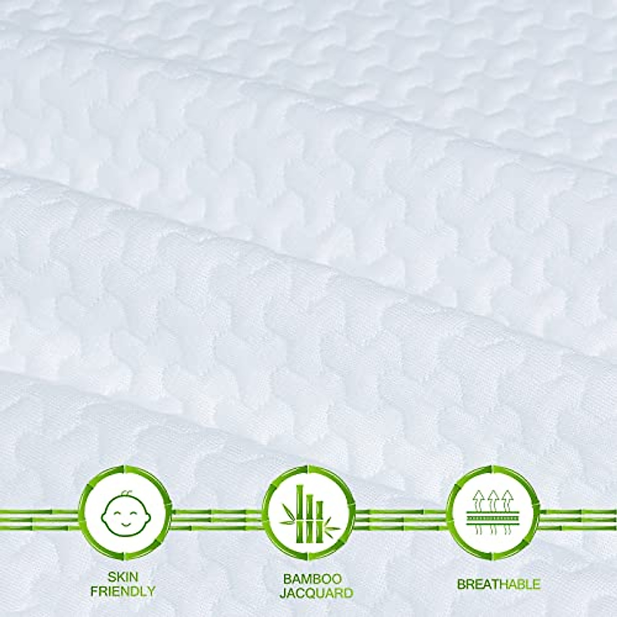 Mattress Topper Cover Queen Size (Only Cover) 3 Inch Mattress Protector Breathable Bamboo Zippered Removable Mattress Encasement with Adjustable Straps for Latex Mattress Topper Memory Foam Cover