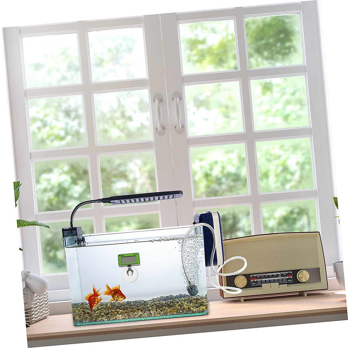 LIOOBO Fish Tank Hygrometer Indoor Aquarium Thermometer Terrarium Water Temperature Gauge Fish Tank Detector Humidity Gauge for Reptiles Water Thermometer LCD Aquarium Abs Tool Mini