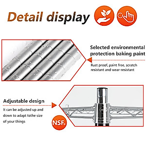 FDW Storage Shelves Adjustable Storage Rack Wire Shelf with Wheels Outstanding Load Metal 5 Tier Shelves Shelf Storage Solution for Small Spaces Multifunctional Easy Assembly,Chrome