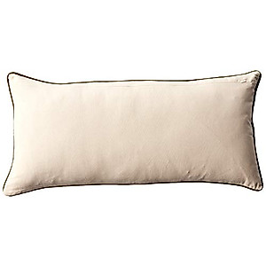 Creative Co-Op White Rectangle Cotton Pillow with Embroidered Green Ferns