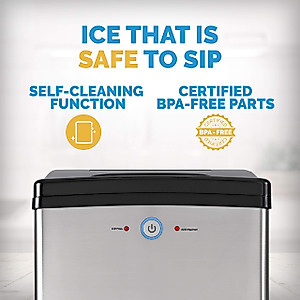 NewAir Nugget Ice Maker, Sonic Speed Countertop Crunchy Ice Pellet Machine 40 lbs. of Ice a Day in Stainless Steel, Self Cleaning Function and BPA-Free Parts - NIM040SS00