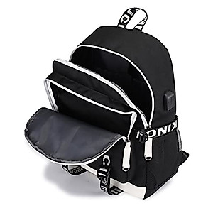 Anzeho Anime Attack on Titan Backpack Wings of Freedom Laptop Backpack Fit 15.6 Inch Schoolbag Bookbag Work Bag with USB Charging Port, Black-1