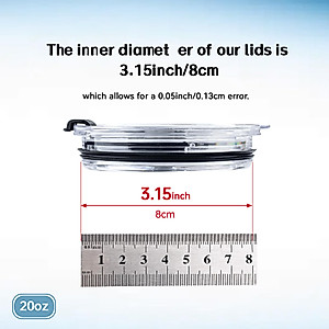 MEZMUT 20oz Tumbler Replacement Lids, 2 Pack Tumbler Lid Replacement Spill Proof Splash Resistant Lids, Coffee Mug Covers Replacement Lid for Mouth Stainless Steel Tumblers Cup(Black)