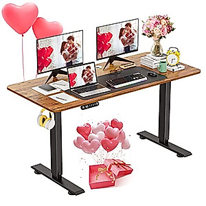 farexon 55 x 24 Inch Electric Standing Desk Adjustable Height, Sit-Stand Desk with Oversized Mouse Pad， Double Crossbeam Structure, Four Preset Heights, 27''-45'' Lifting Range Stand up Desk
