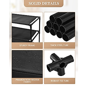 HOUSE AGAIN Shoe Rack Storage Organizer, 8 Tier Tall Shoe Rack,Shoe Holder,Shoe Stand,Free Standing Shoe Shelf for Garage Closet Entryway, 26-30 Pairs Metal Shelf Large Stackable for Boot,Black