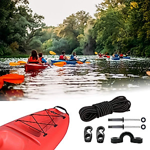 Deck Rigging Kit Accessory - 19.7 FT Bungee Cord with Deck Loops Tie Down Pad Eyes and J - Hooks and Bungee Cord Hook Screws & Rivets for Kayaks Canoes Boat