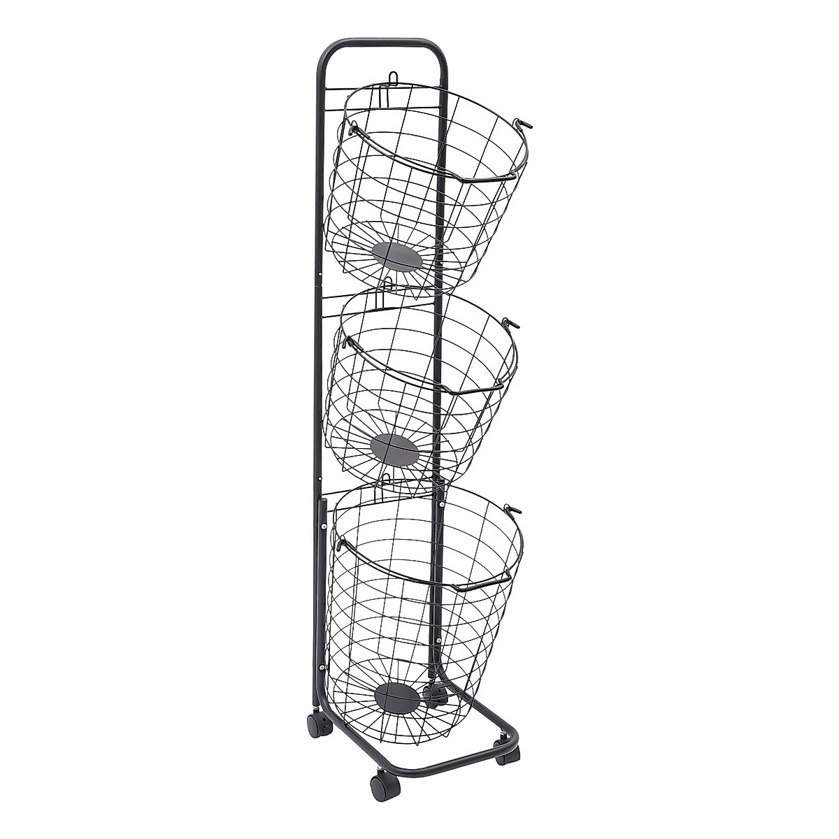 3 Tier Large Laundry Hamper With 4 Wheels Tilting Laundry Hamper With Removable Wire Basket Clothes Sorting Laundry Organizer & Storage Basket, Black