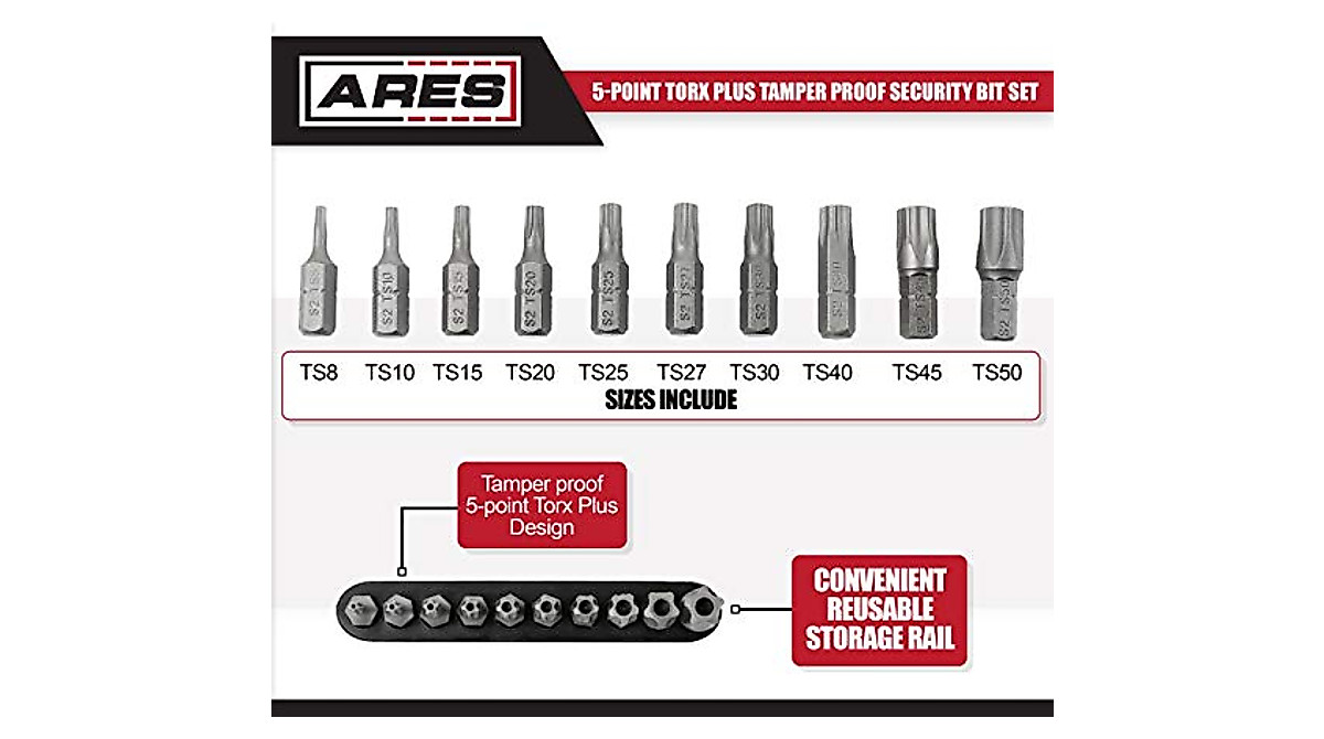 ARES 5-Point Torx Plus Security Bit Set | S2 Steel Bits