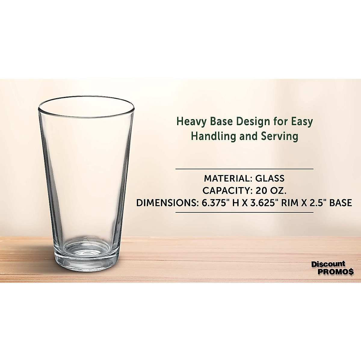DISCOUNT PROMOS Personal Mixing Glasses 20 oz. Set of 10, Bulk Pack - Quality Glass, Thick Base, Home Bartending, Durable - Clear