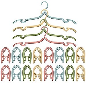 GothaBach 20 Portable Folding Clothes Hangers, Portable Folding Travel Hangers, Clothes Drying Rack for Travel(Multicolor)