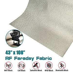 43" x 108" Faraday Fabric Military Grade Signal Blocking Cloth for RFID, Bluetooth, WiFi, GPS, 5G Protection for Home