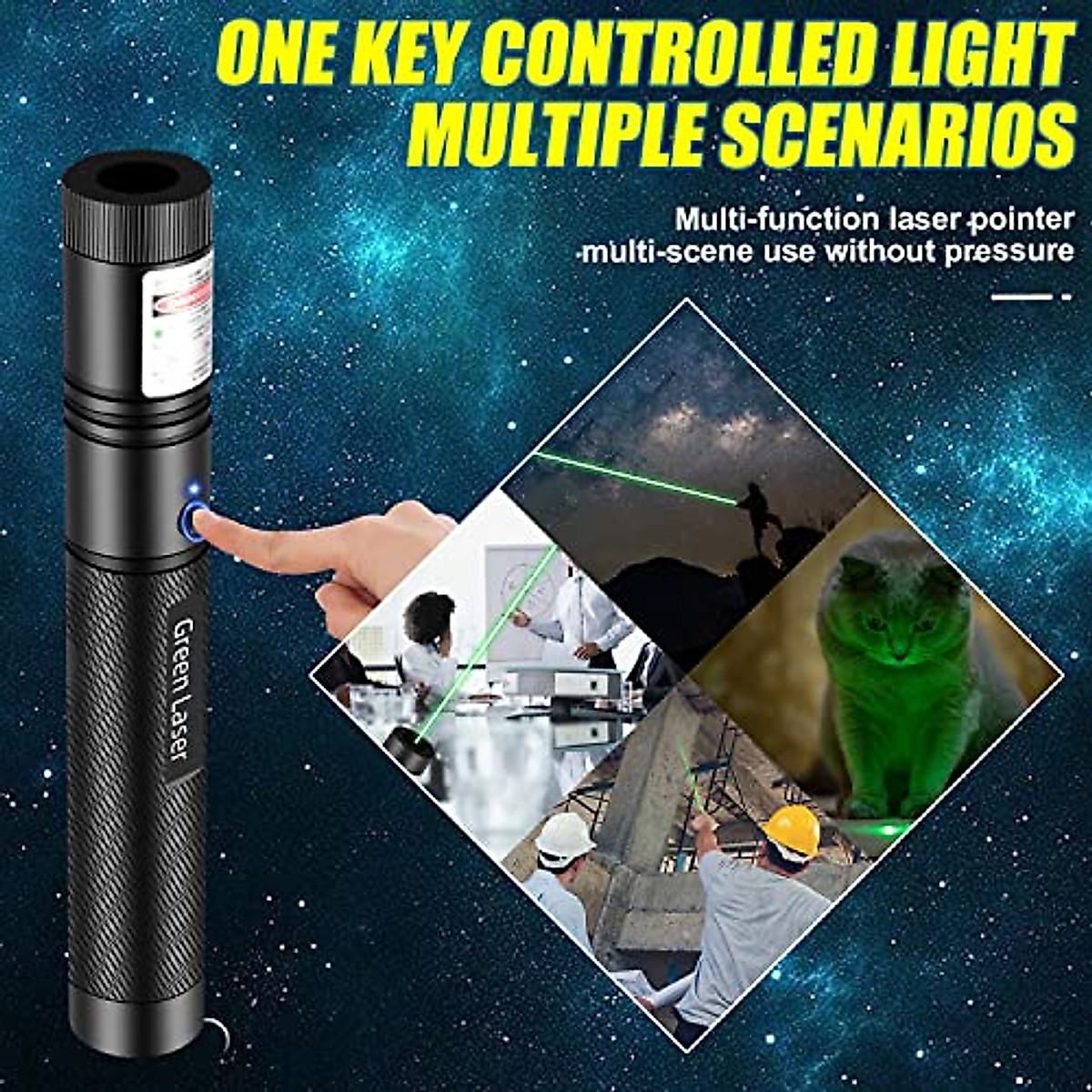 Powerful Green Laser Pointer - 10000ft Range & USB Rechargeable