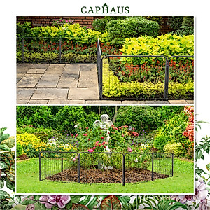 CAPHAUS Decorative Garden Fence, 24 Inch x 21 FT Heavy Duty Iron Fencing Landscape Patio Flower Bed Animal Barrier Border Edging Section, Panel Decor, Folding Wire Fence for Yard for Dog Outdoor
