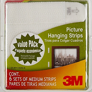 Command 3M 12ct Pack Picture & Frame Hanging Strips Sets Medium Size White Damage-Free