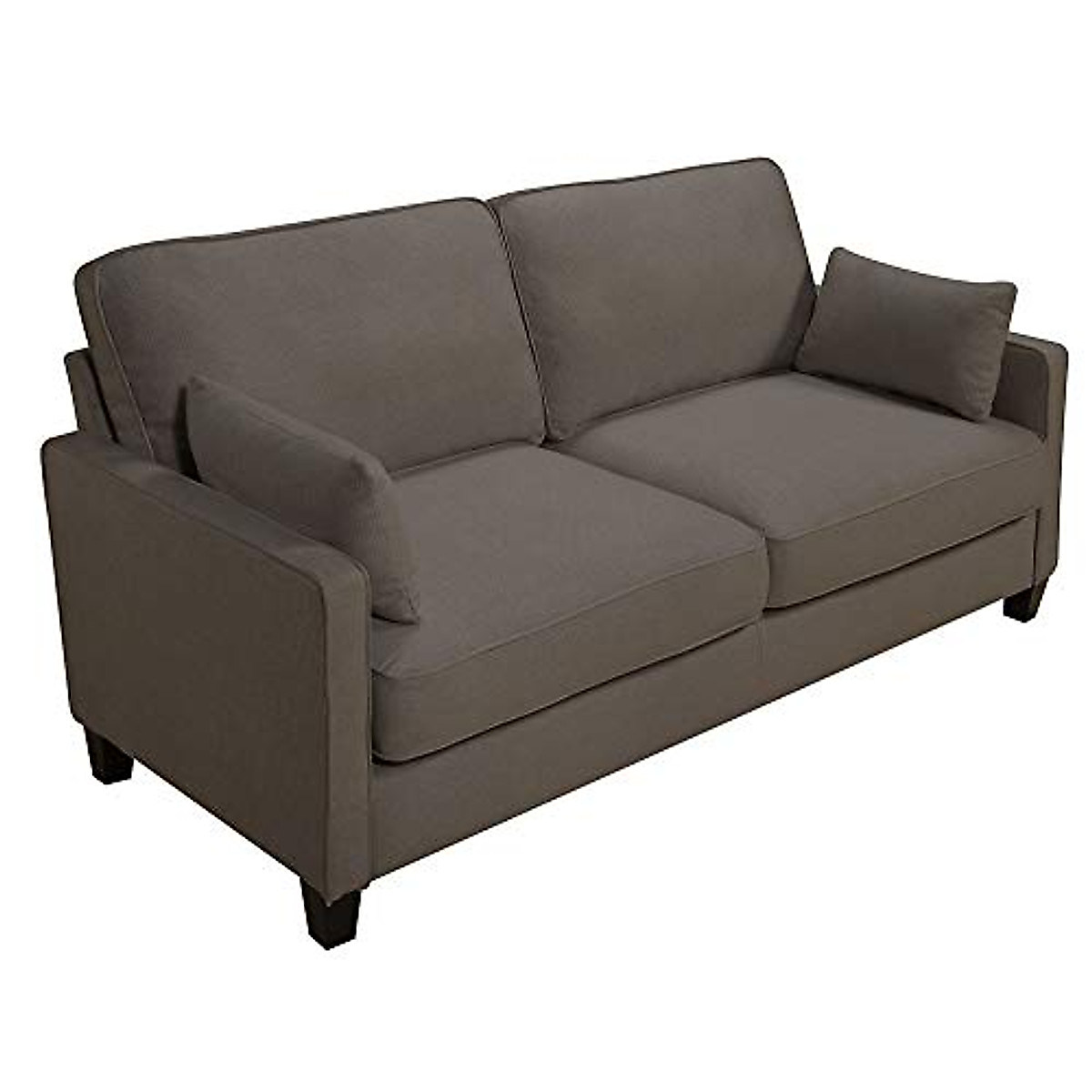 Serta Nina Modern Fabric Upholstery Sofa Collection Padded Shelter Arms, Solid Wood Legs, Couch for Living Room, Track, Ash Gray