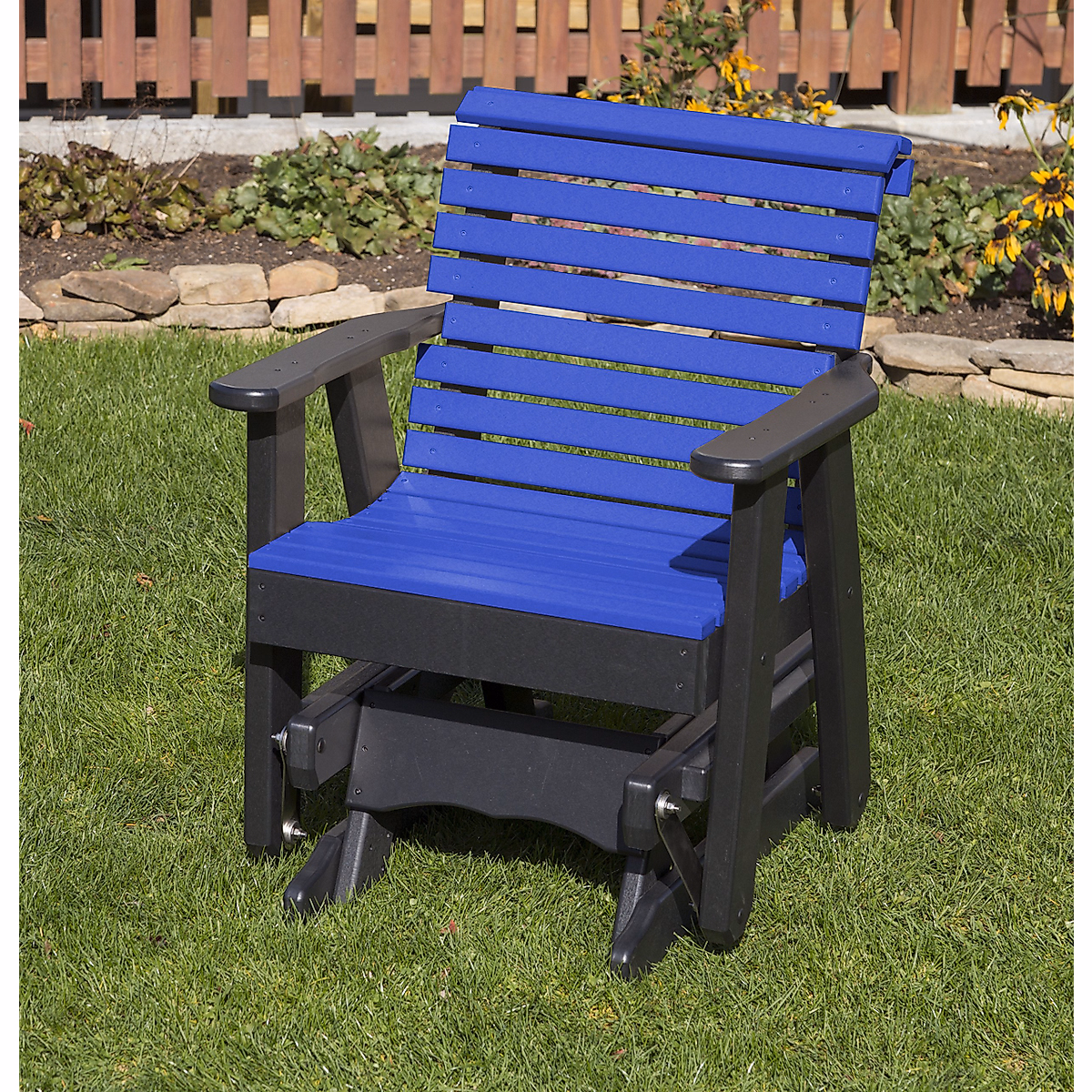 ECOMMERSIFY INC Blue-Poly Lumber Roll Back 2 Feet Glider Everlasting - Made in USA - Amish Crafted