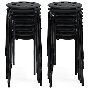 Thyle 20 Pcs Stacking Stools 17.5 Inch Kids Chair Plastic Metal Round Stacking Stool for Kids Adults Stackable Stools Flexible Seating Classroom Furniture for Home Office School (Black)