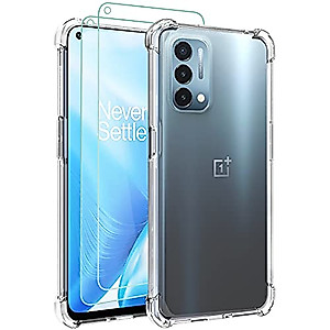 Osophter for Oneplus Nord N200 5G Case with 2pcs Screen Protector Clear Transparent Reinforced Corners TPU Shock-Absorption Flexible Cell Phone Cover for 1+Nord N200 5G(Clear)