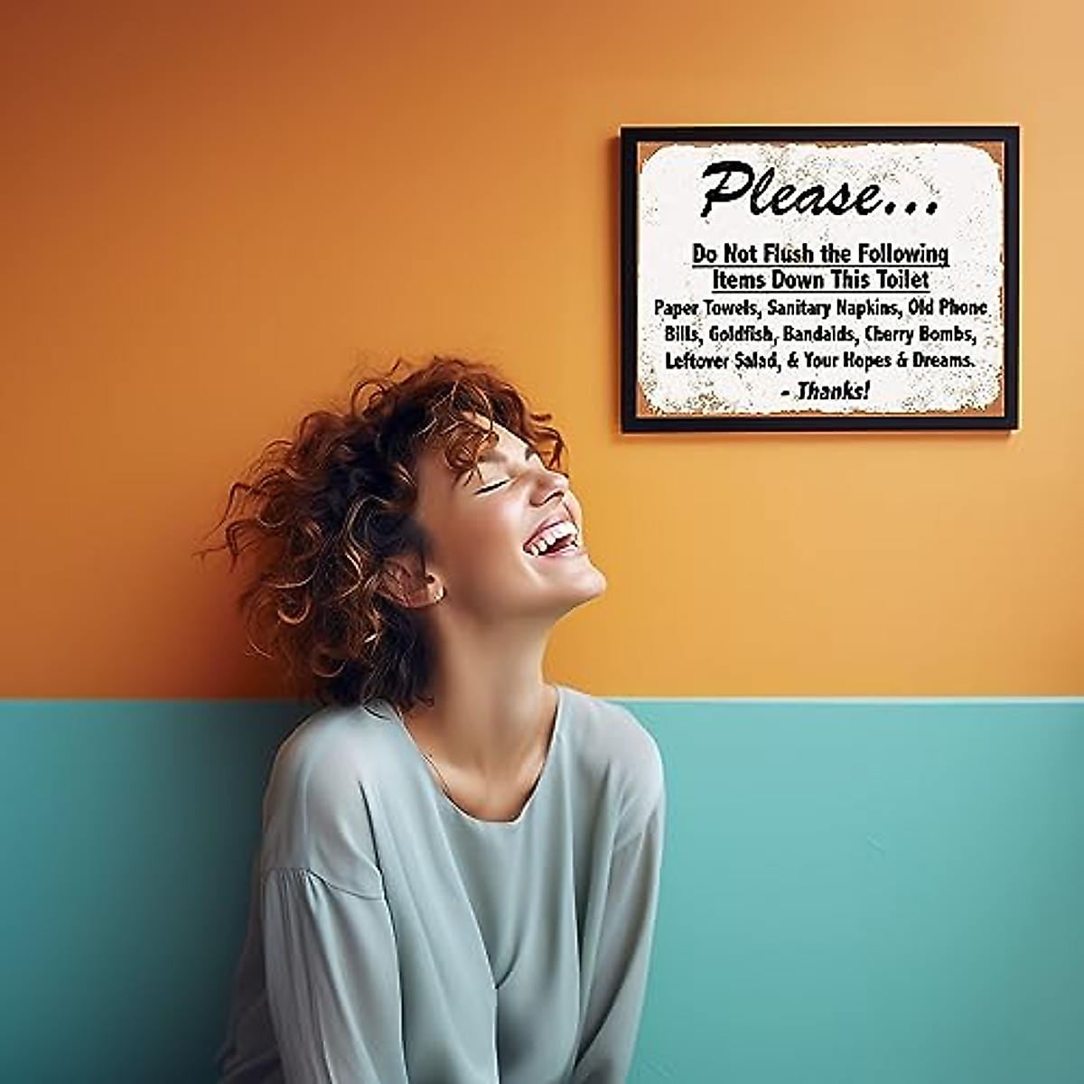 Do Not Flush Down Toilet- Napkins, Bombs, Hope & Dreams Home Decor - Funny Vintage Bathroom Sign Distressed Wall Art For Retro Bathroom Décor, Bar Decor, Man Cave -Restaurants - Unframed - 8 x 10