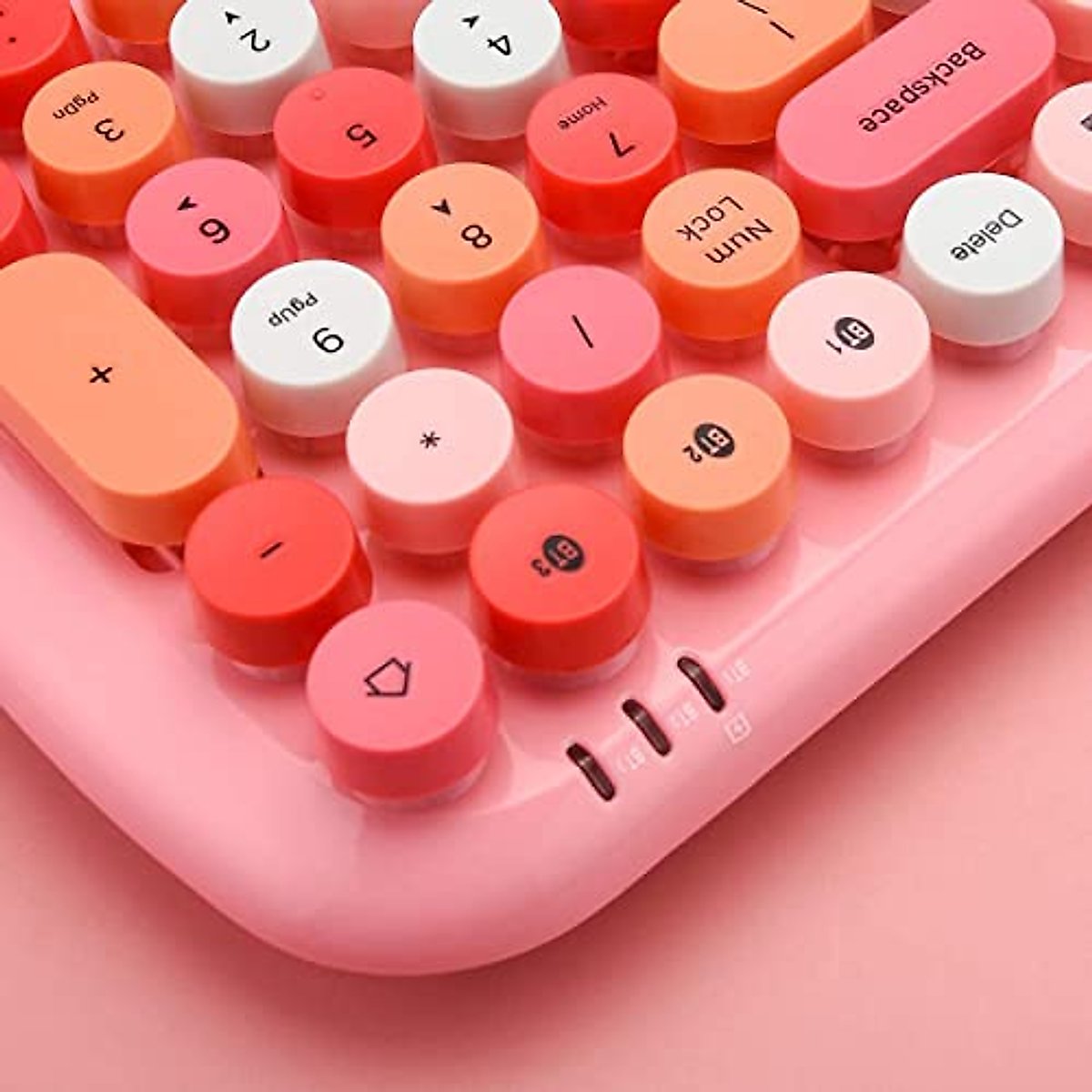 MOFII Bluetooth Wireless Keyboard for iPad, Laptop, PC, Mac, Smartphone, Connect 3 Bluetooth Devices, Cute Colorful Round Keys Retro Aesthetic Keyboard - Pink