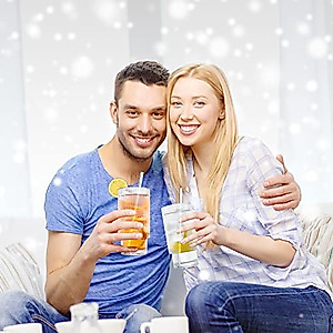 Claplante Drinking Glasses, Origami Style 6 pcs Glass Cups with straw, 11oz Highball Glasses, Elegant Ripple Vintage Glassware, Ribbed Glasses, Iced Coffee Glasses Ideal for Cocktail Whiskey, Juice