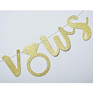 Vino Before Vows Banner for Engagement Bridal Shower Bachelorette Wine Winery Party Decorations Pre-strung Garland (Gold Glitter)