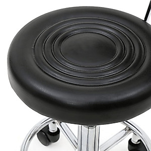 Adjustable Salon Stool Chair with Wheels and Back,Round Shape Rolling Saddle Step Bar Stool for for Massage Spa Office (Black)
