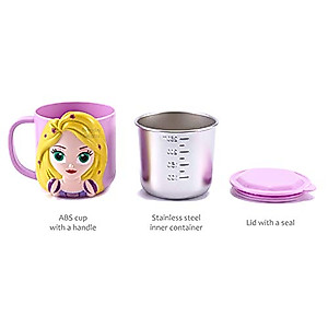 Everyday Delights 3D Princess Rapunzel Pink Durable Stainless Steel Insulated Cup with Lid, 250ml