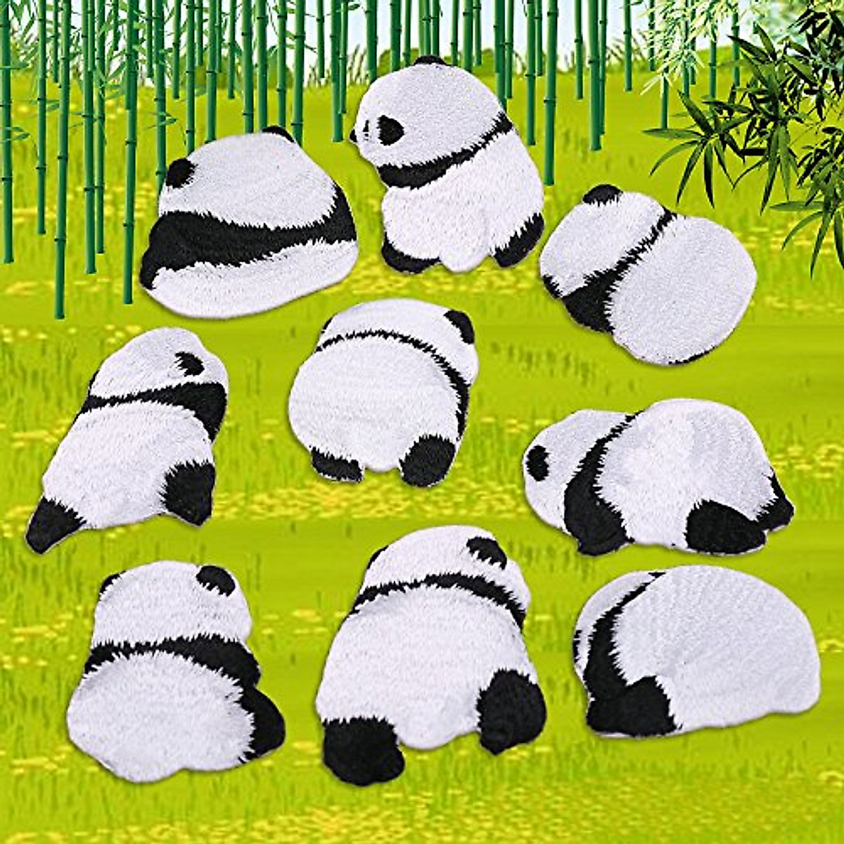 Assorted Embroidery Applique Decoration DIY Patch Panda Silhouette Funny Custom Design face kit Iron on for Shirt Jacket Bag hat Pant Vest Jean Cotton Clothes Kid Love Great as Happy Birthday Gift…