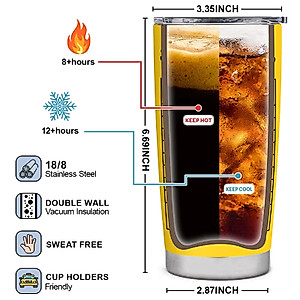 BDANTUMBLER School Bus Driver Appreciation Gifts, School Bus Driver Gifts, Bus Driver Gifts for Men Women, Back to School Gifts for Retired School Bus Tumbler Cup 20oz, black,yellow