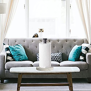 Paper Towel Holder Countertop, Standing Paper Towel Roll Holder for Kitchen Bathroom, with Weighted Marble Base for One-Handed Operation (Black), Black Paper Towel Holder, Marble Paper Towel Holder.…