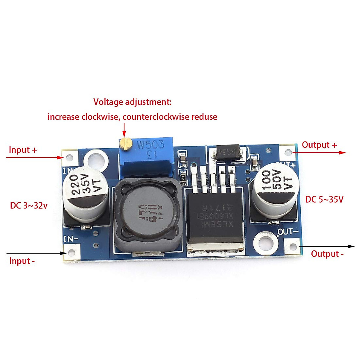 DZS Elec 6pcs XL6009 DC-DC Booster Converter Module 3V-32V to 5V-35V 4A Adjustable Step-up Voltage Regulator 5V 9V 12V 24V Power Supply Module