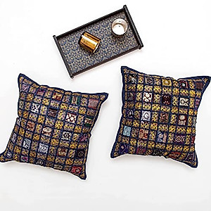 INDACORIFY Sets of Assorted Patchwork Cushion Cover, Indian Handmade Beaded Patch Pillow, Boho Pillow, Bohemian Cushion Cover, Sofa Decorative Throw Pillow (10)
