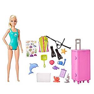 Barbie Marine Biologist Doll & 10+ Accessories, Mobile Lab Playset with Blonde Doll, Case Opens for Storage & Travel