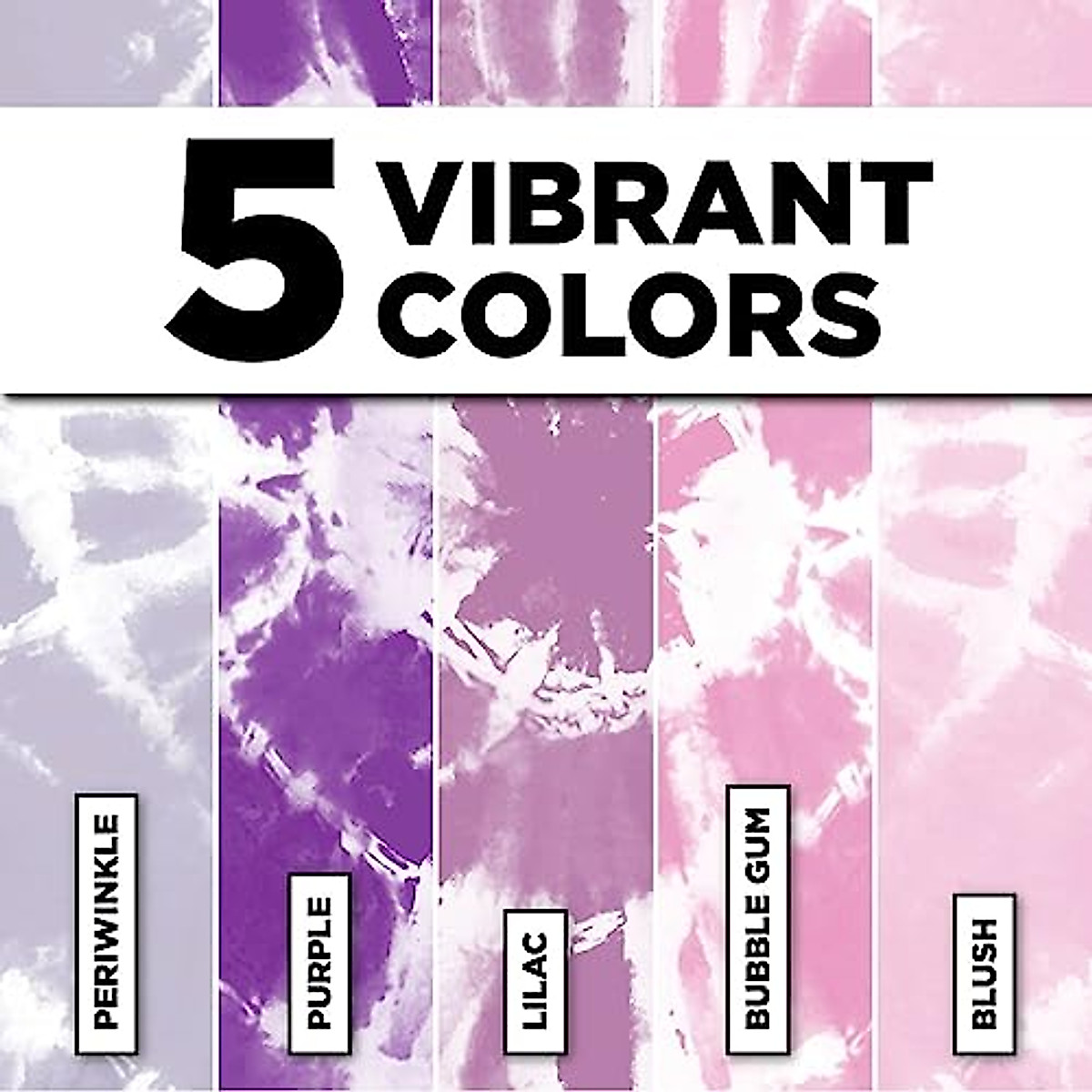 Tulip One-Step Tie-Dye Tiara Kit, Pink & Purple Fabric Dye, 5 Colors