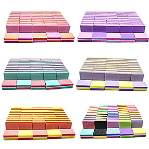 YUANBOO 50 Pcs/lot Colorful Mini Sponge Nail Files Double-Side 100/180 DIY Emery Board Nail Buffering Files Salon Manicure Art Tools (Color : Blue Purple)