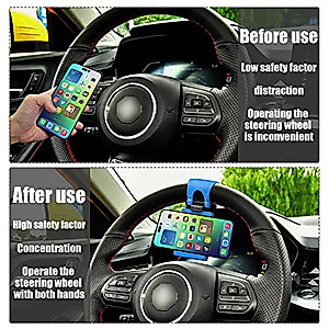 YOGEIER Car Steering Pad Phone Holder, Car Phone Holder, Compatible with iPhone 14, 13/12 Pro, Xs, Samsung and More Devices, Universal All Vehicles Steering Phone Dock (Black)