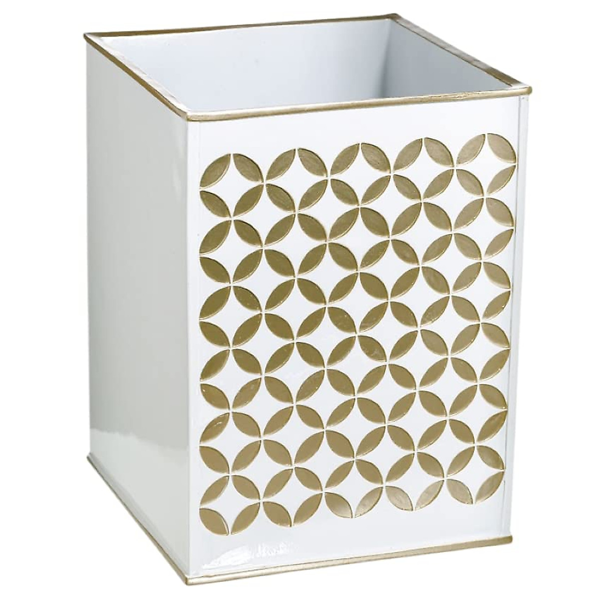 Creative Scents White Bathroom Trash Can - Decorative Waste Basket for Bathroom - Durable Waste Paper Basket - Space Friendly Bath DustBin - for Elegant Bathroom Décor (Diamond Lattice Style)