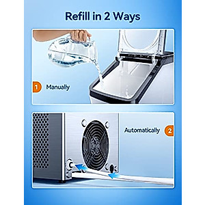 Thereye Countertop Nugget Ice Maker, Pebble Ice Maker Machine, 30lbs Per Day, 2 Ways Water Refill, 3Qt Water Reservoir & Self-Cleaning, Stainless Steel Finish Ice Machine for Home Office Bar Party