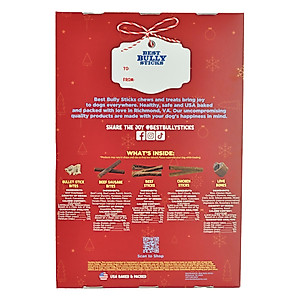 Best Bully Sticks 2024 Dog Advent Calendar with Dog Treats - 24 Days of Joy - All-Natural Chicken & Beef Treats & Chews - Healthy Dog Treats in Holiday Dog Gift Box for Pets
