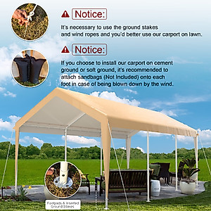 Tangkula 10x20 Ft Heavy Duty Carport, Portable Garage with Removable Sidewalls, Roll-up Door, Ventilated Windows, Metal Car Port for Auto, Truck, Boat, SUV (Yellow)