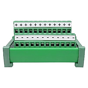 Jienk Screw Terminal Block Power Distribution Module, 25A DIN Rail Mounting Terminal Block Distribution Breakout Board for PLC Servo Power Amplifier (2 in 12 Out)