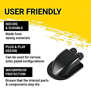 Spartan Power Black ABS Double Solar Cable Entry Housing Gland for Solar Panel in RV, Truck Camper, Van, Boat, Cabin (Black, 1 Pack)