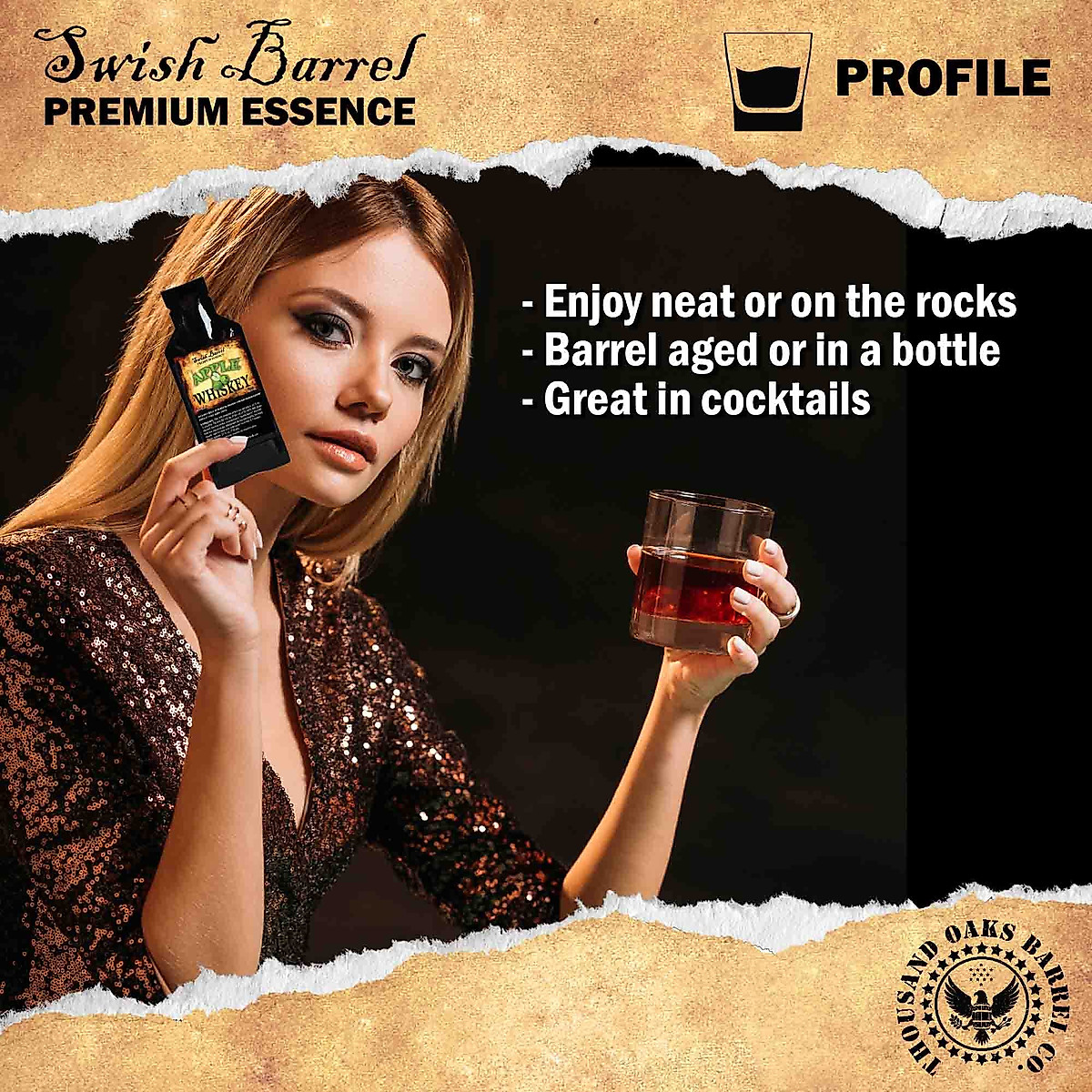 Apple Whiskey Essence | Bootleg Kit Refills | Thousand Oaks Barrel Co. | Gourmet Flavors for Whisky Sour Cocktails | Old Fashioned Mixers and Cooking | 20ml .65oz Packets