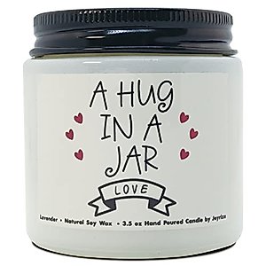 A Hug in a Jar - Lavender Scented Candles, Love You Gifts, Thinking of You Gifts for Women Friends, Girlfriend, Boyfriend, Mom, Sisters, Birthday, Get Well, Sympathy, Christmas Gifts
