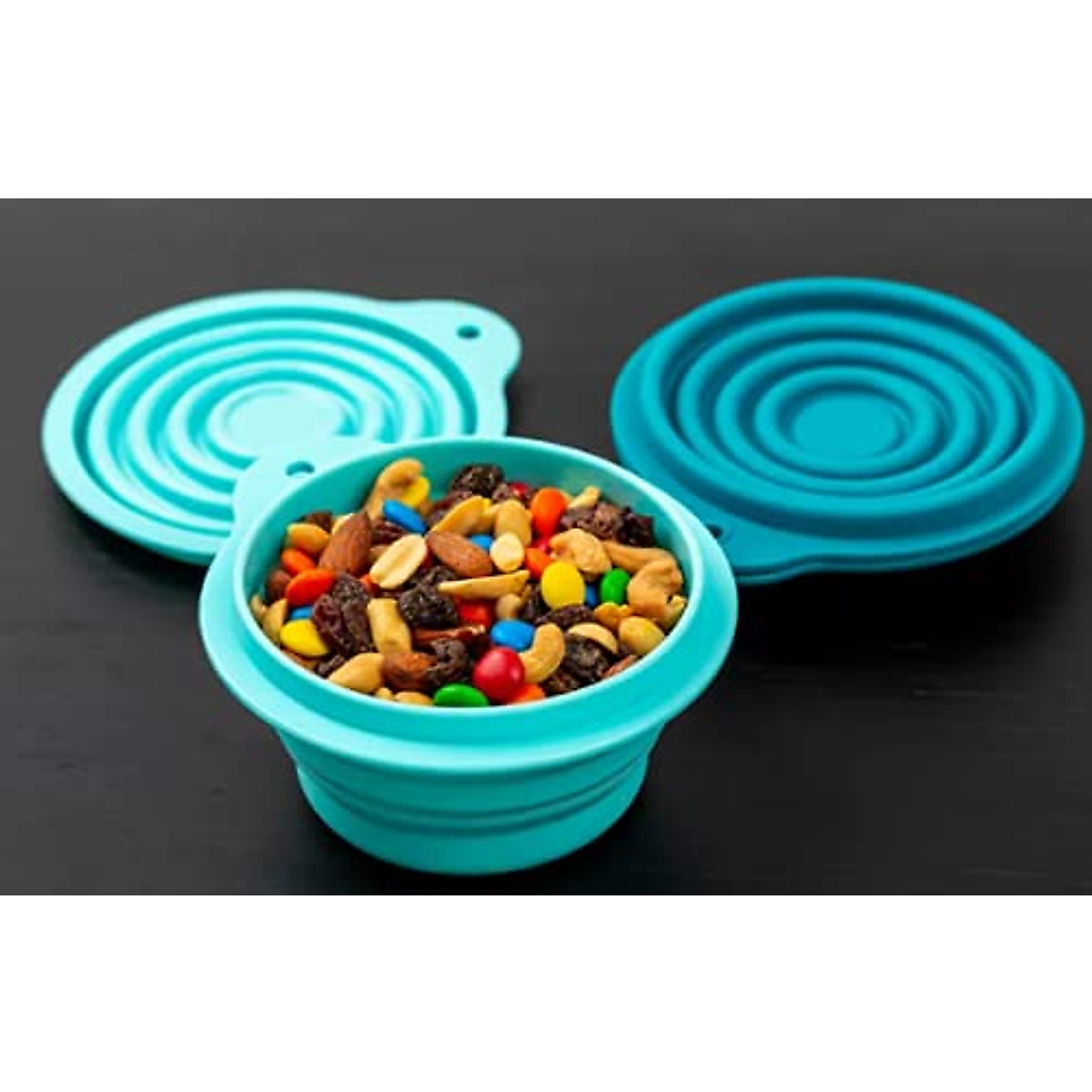 Core Home 12 oz. Round Collapsible Silicone Food Storage Containers with Lids, Set of 2, Blue