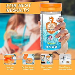 Pool and Hot Tub Test Strips - Medical-Grade Precision 3-1 4-1 7-1 Pool Test Kit - Testing pH, Free Chlorine(Bromine), Total Alkalinity & Cyanuric Acid and So on - Pool Water Test Kit